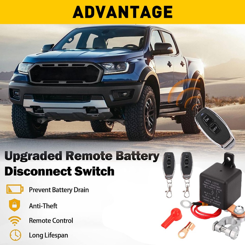 Wireless Dual Remote Car Battery Disconnect Relay Master Kill CutOff ...