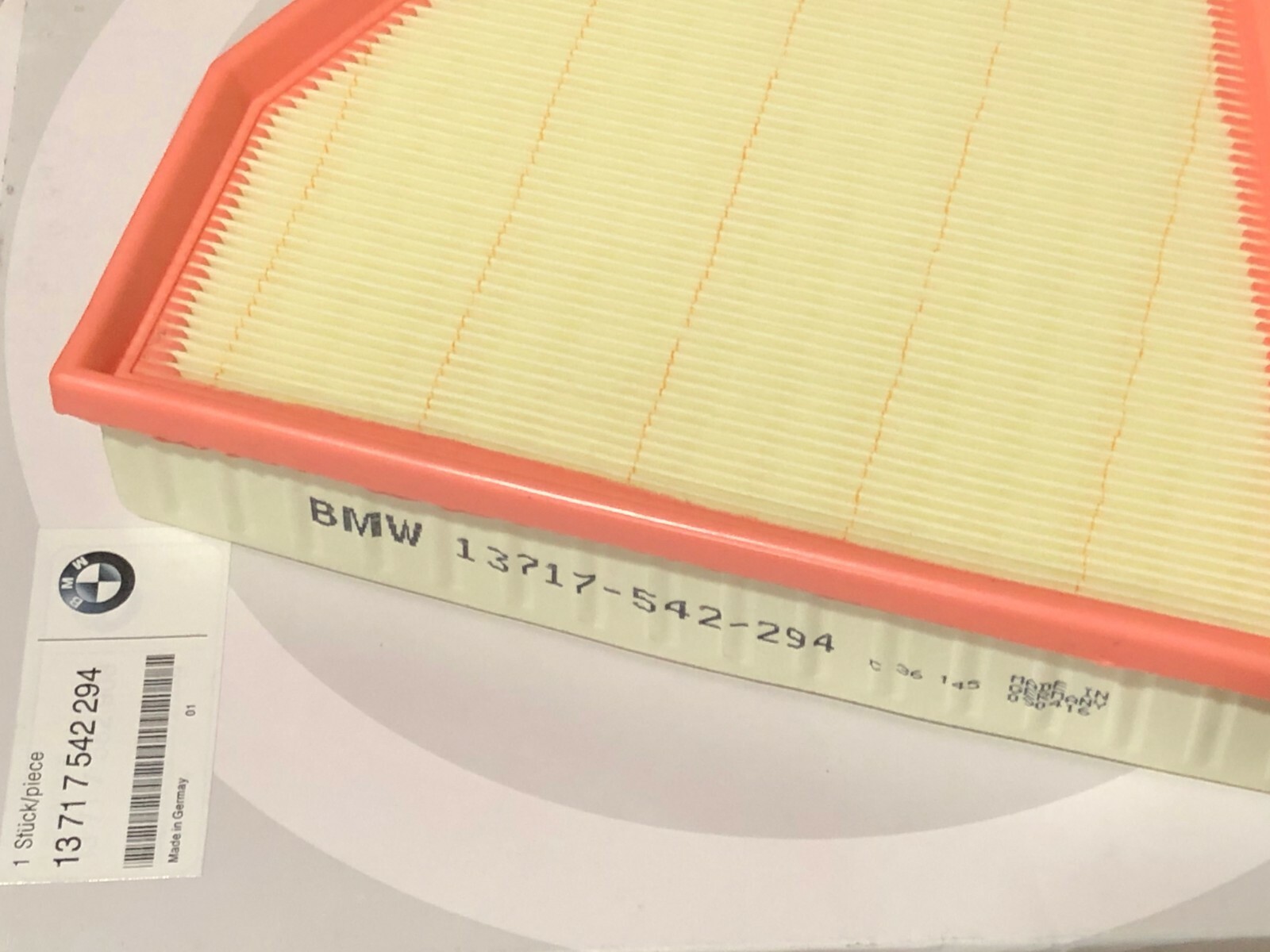 Genuine BMW E82 E88 E90 E91 E92 Engine Air Filter 13717542294 / 13717 ...