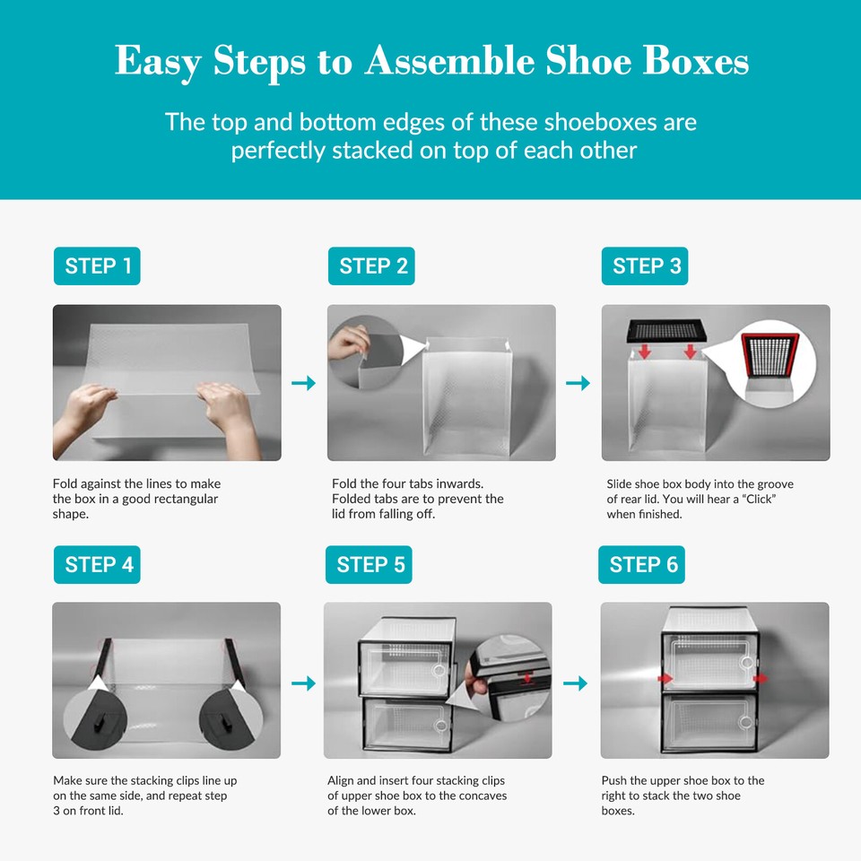 24 Pack Shoe Shoe Organizers Storage Boxes Stackable Box Containers ...