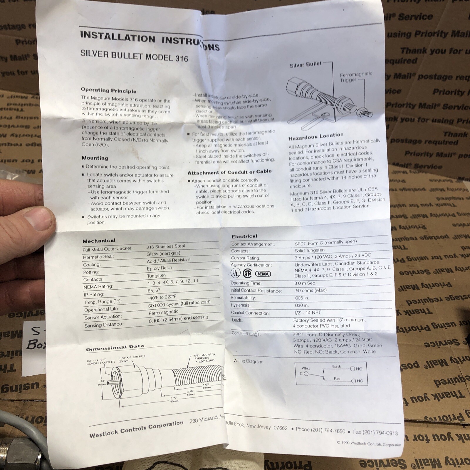 Westlock Magnum Silver Bullet Model 316 Proximity Switch 150-030 New | eBay