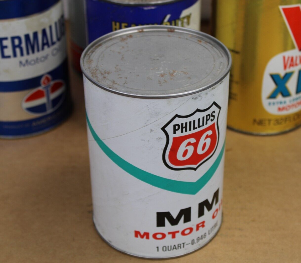 FULL GREAT SHAPE * 1960s era PHILLIPS 66 MM MOTOR OIL Old 1 qt Oil Can ...