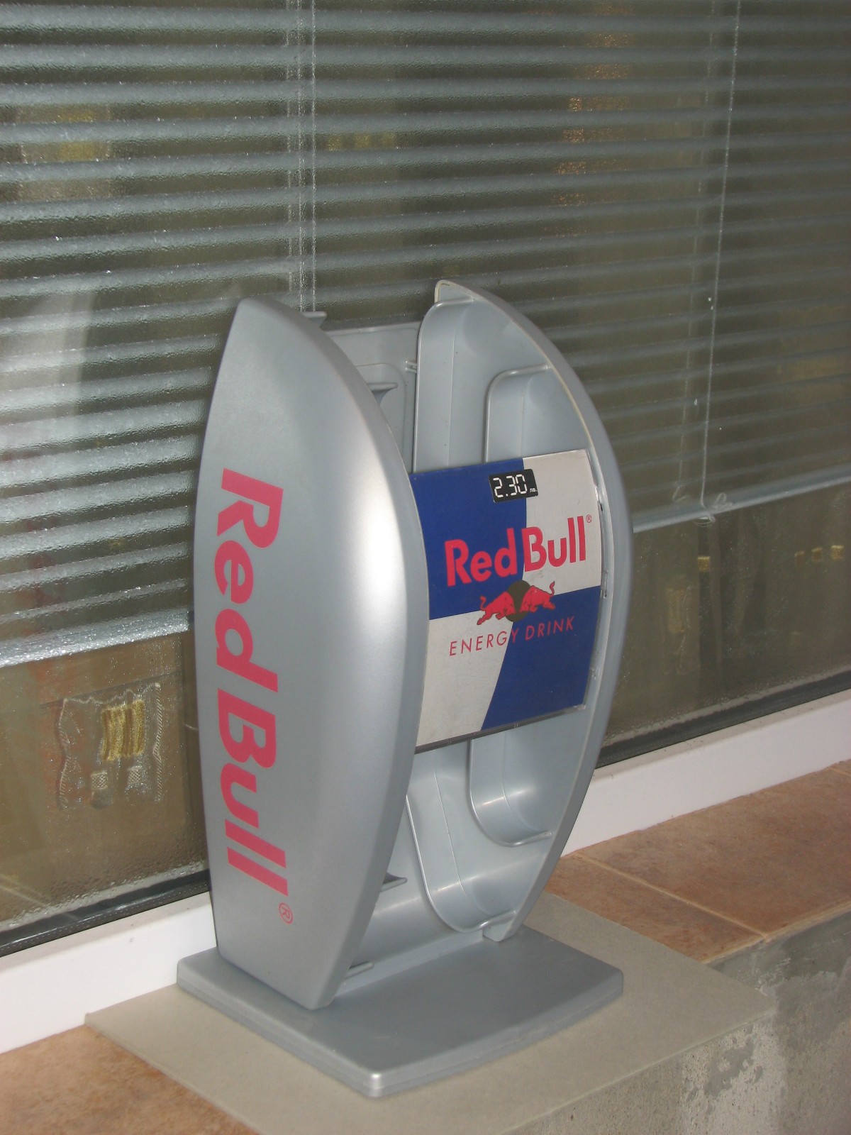 Red Bull display sign dispenser cans energy drink used rare gray stand ...