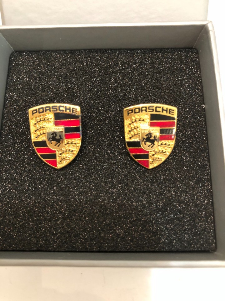 WOW! Unused Genuine Factory Porsche Design Crest Cufflinks Gold Logo ...