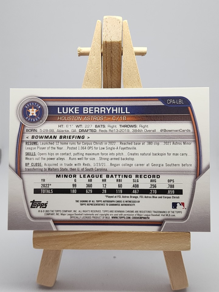 Luke Berryhill 2023 Bowman Chrome Prospect Autograph #CPA-LBL Auto ...