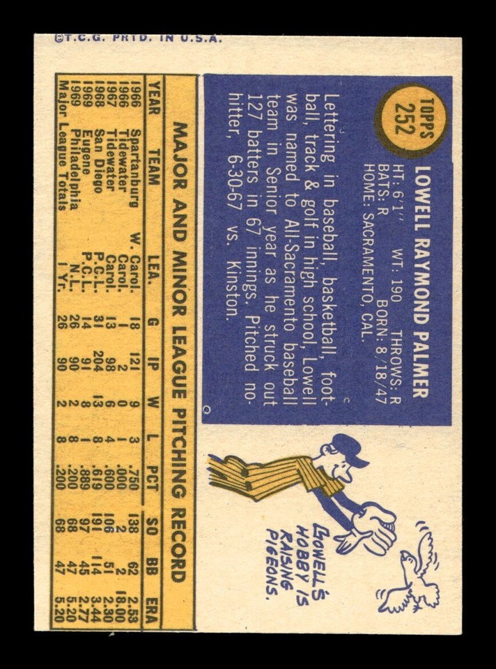 1970 Topps #252 Lowell Palmer Phillies EX-MT+ *j9 | eBay