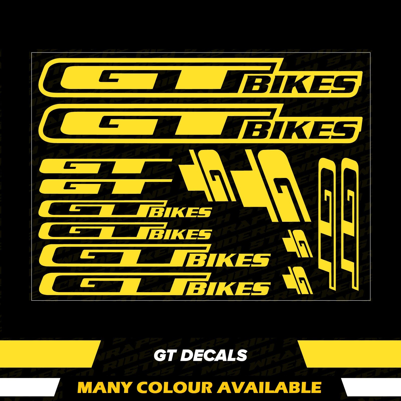 14PC GT Vinyl Decals Stickers MANY COLOURS - Cycling MTB BMX Road Bike ...