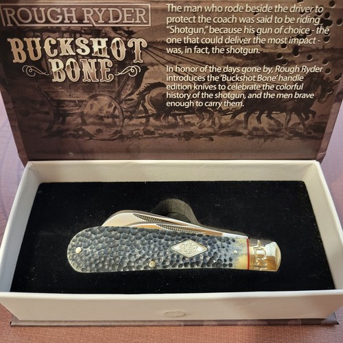Rough Rider Knife RR2324 Sway Back Sheepsfoot Blade Buckshot Bone ...