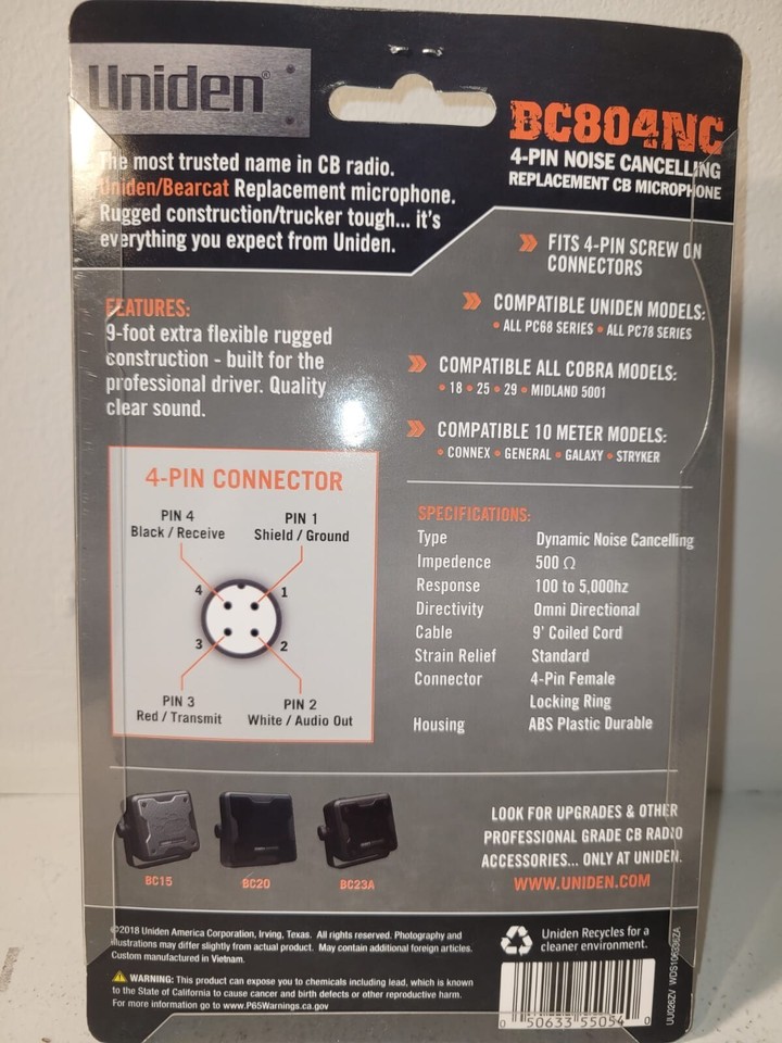 Uniden BC804NC Bearcat CB Radio Handheld Microphone Mic. NEW | eBay