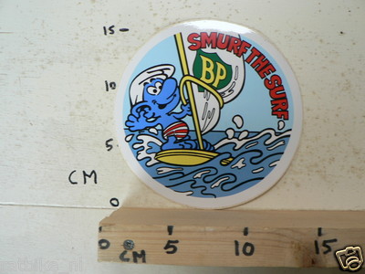 STICKER,DECAL BP SMURF THE SURF,SMURFS,SCHLUMPHE,LES SCHROUMPFS,PUFFI ...