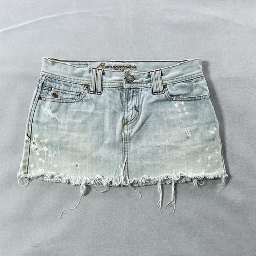 Abercrombie & Fitch Micro Mini Skirt Size 0 Distressed Denim Low Rise ...