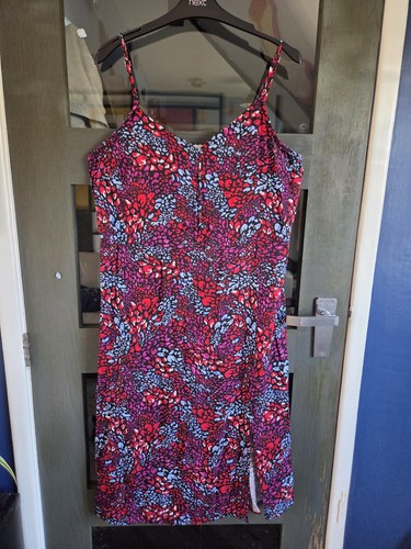 TU Red & Blue Animal Print Strappy V Neck Summer Midi Dress Size 14-16 ...