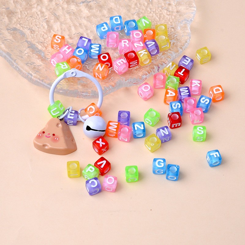 1 pcs Random Color Letter Bead 7mm Square DIY Bead Pendant Accessory27 ...