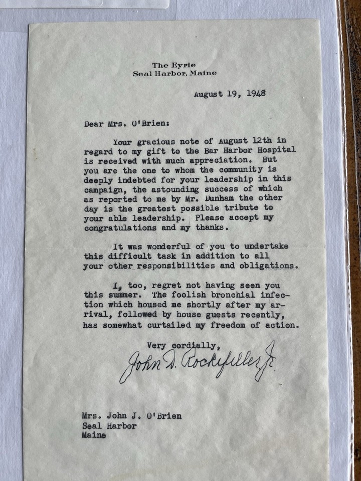 John D Rockefeller Jr Signed Letter Dated August 19, 1948 | eBay