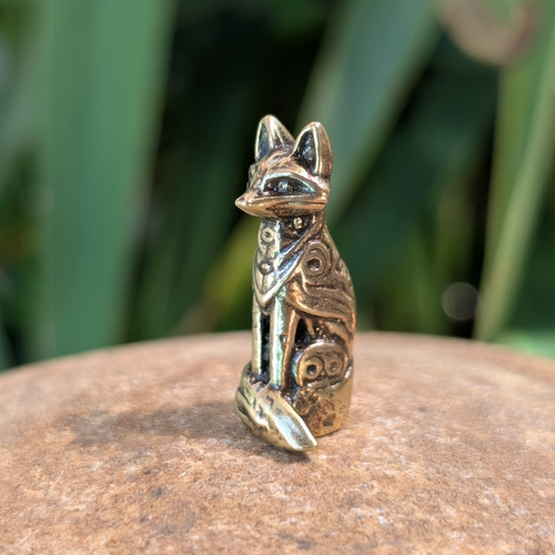 Brass Fox Totem Miniature Sculpture Figurine Ornament Handmade Spirit ...