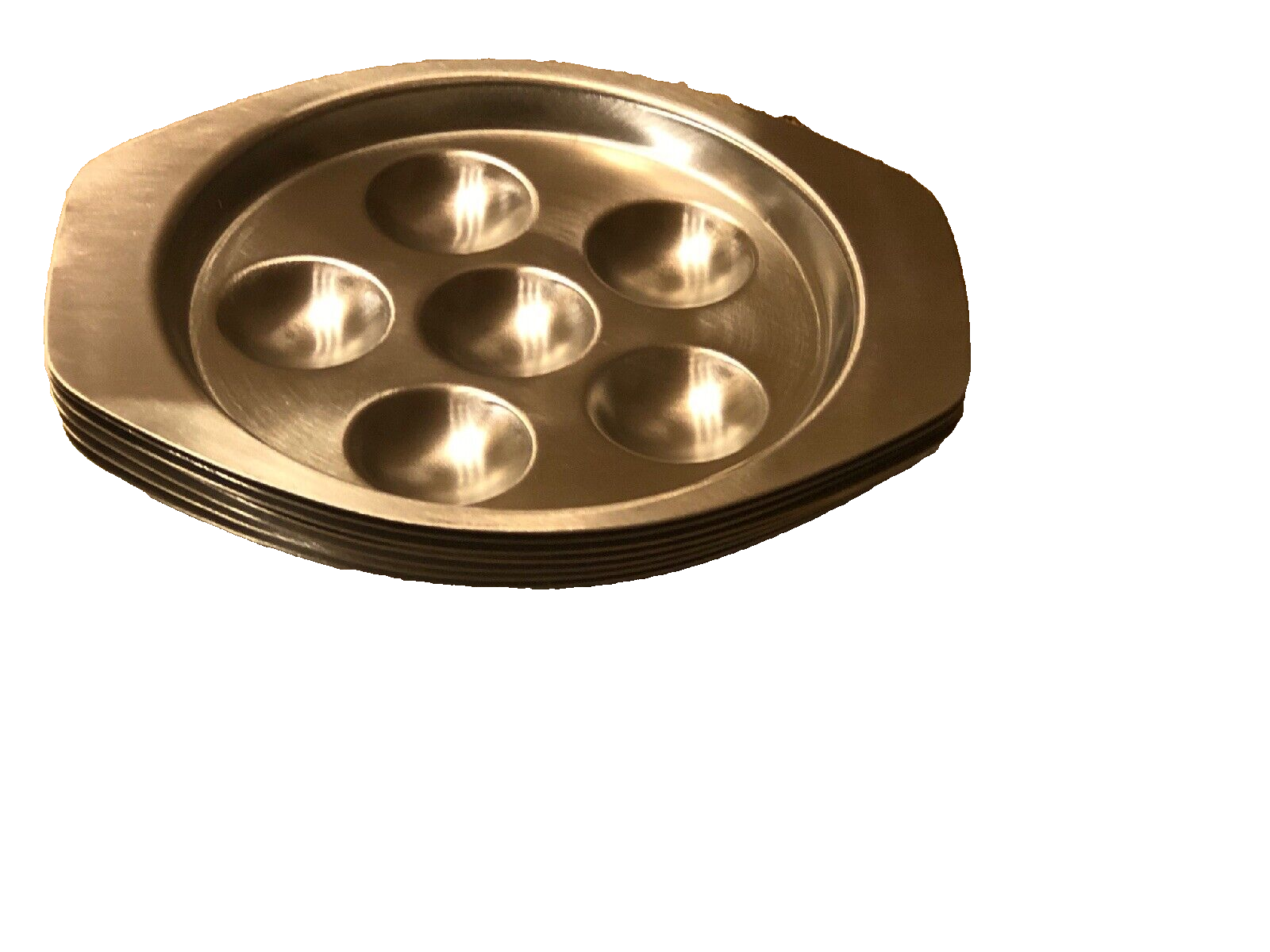 HELLER DESIGNS MCM 18-8 STAINLESS(7) ESCARGOT PANS/SERVEWARE 6 7/8" L ...