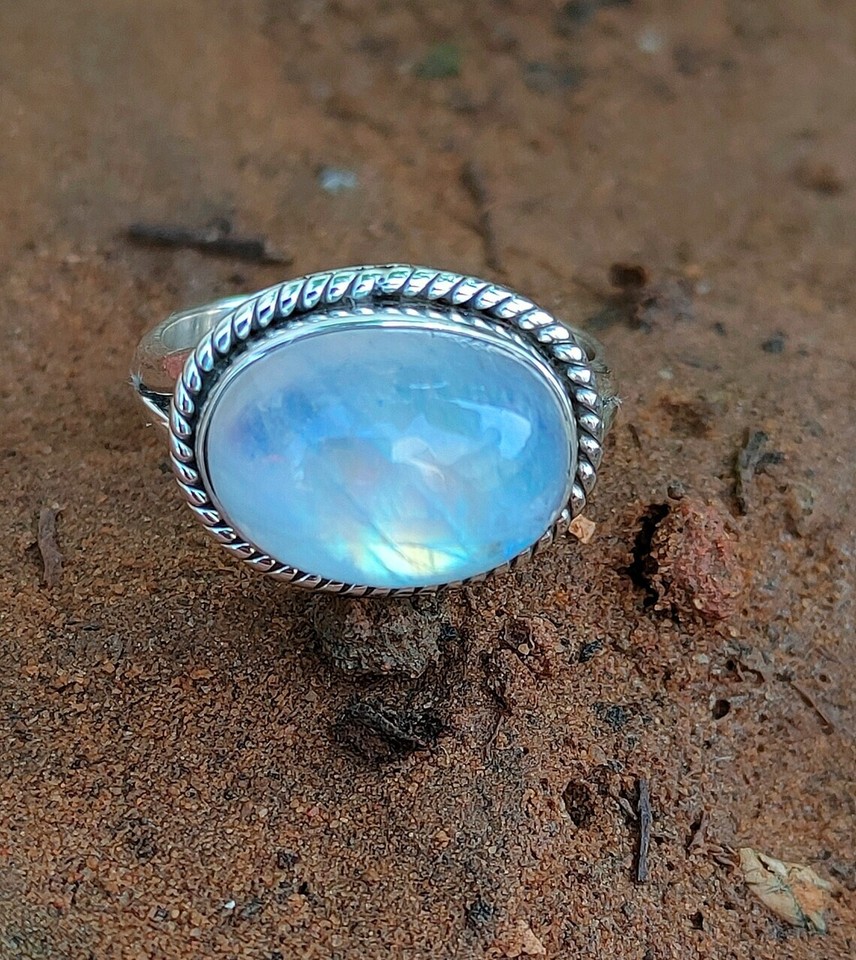 Beautiful Moonstone Gemstone 925 Sterling Silver Handmade Ring All Size ...