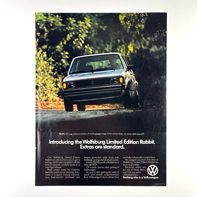 Volkswagen Wolfsburg Rabbit Vintage 1983 Print Ad 8” x 10.75" Auto Car ...