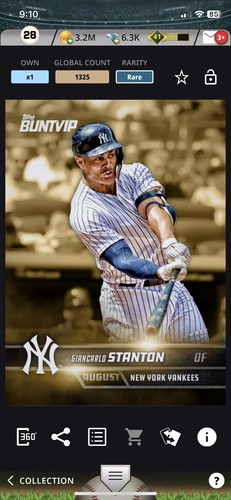 Topps BUNT Digital Card 2018 - GIANCARLO STANTON VIP GOLD, NEW YORK ...