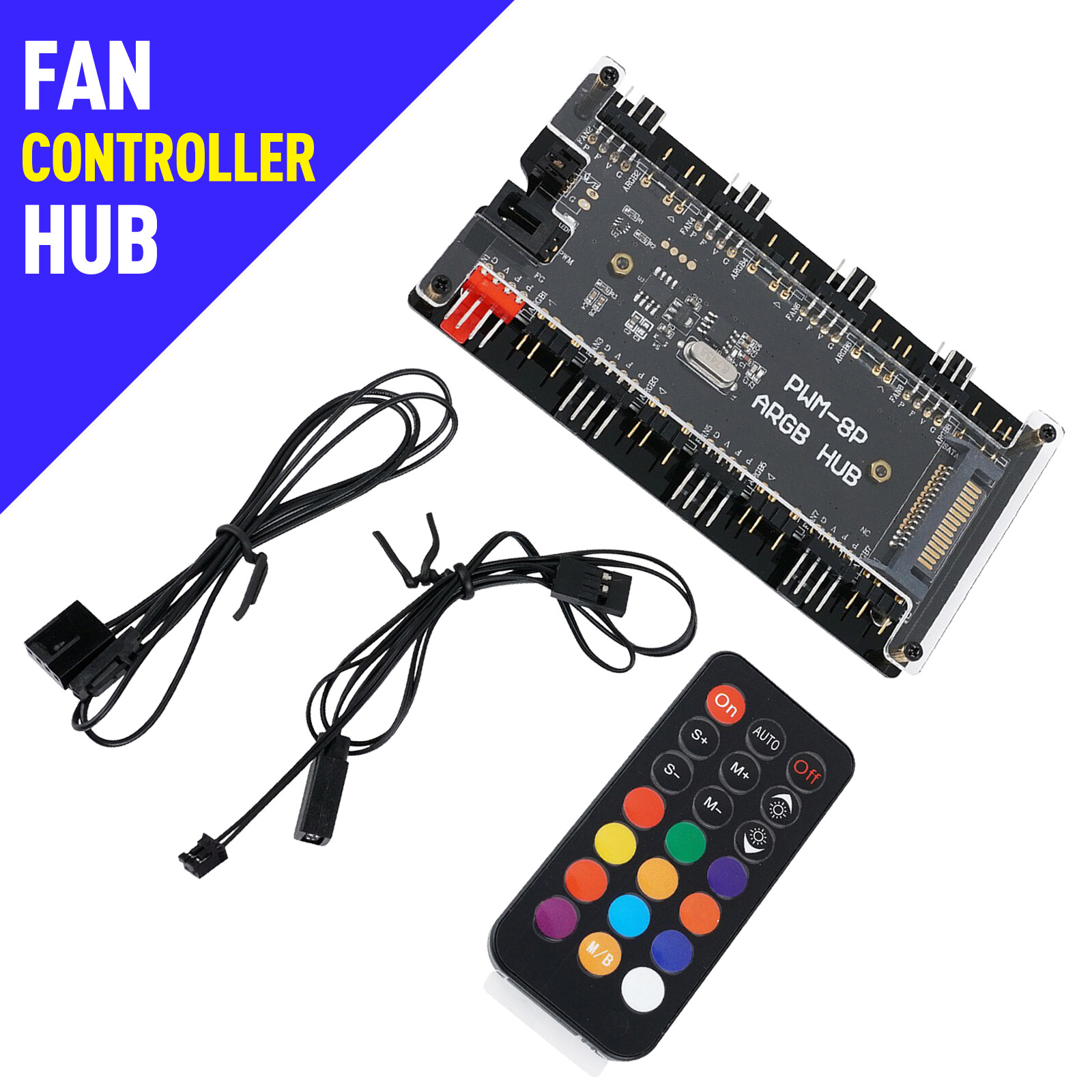 8 RGB / ARGB Strip Fan Controller Hub Splitter for Desktop Computer PC ...