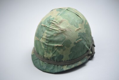 VIETNAM WAR U.S. M1C PARATROOPER HELMET w/MITCHELL PATTERN COVER -DATED ...