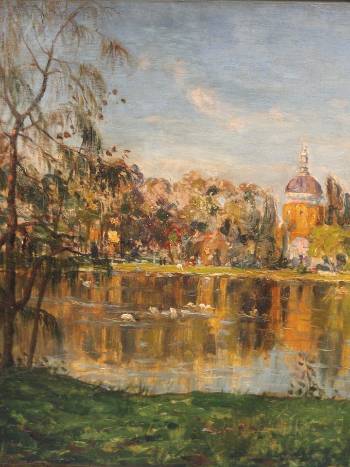 GIOVANNI RAVA (1874-1944) IMPRESSIONIST PAINTING MASTERPIECE "LAGOON ...