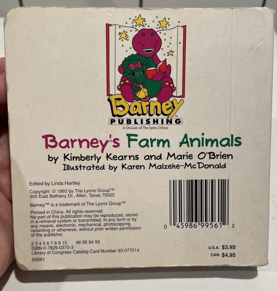 Vintage 1993 Barney’s Farm Animals 4”x4” Book | eBay