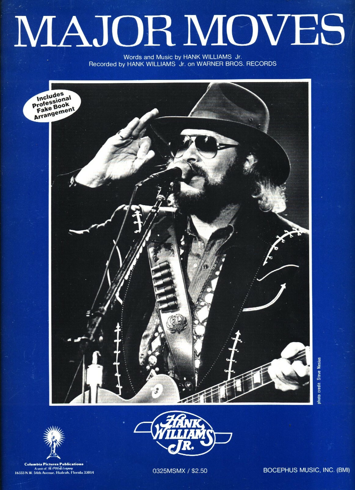 HANK WILLIAMS JR. MAJOR MOVES SHEET MUSIC PIANO/VOCAL/GUITAR/CHORDS ...