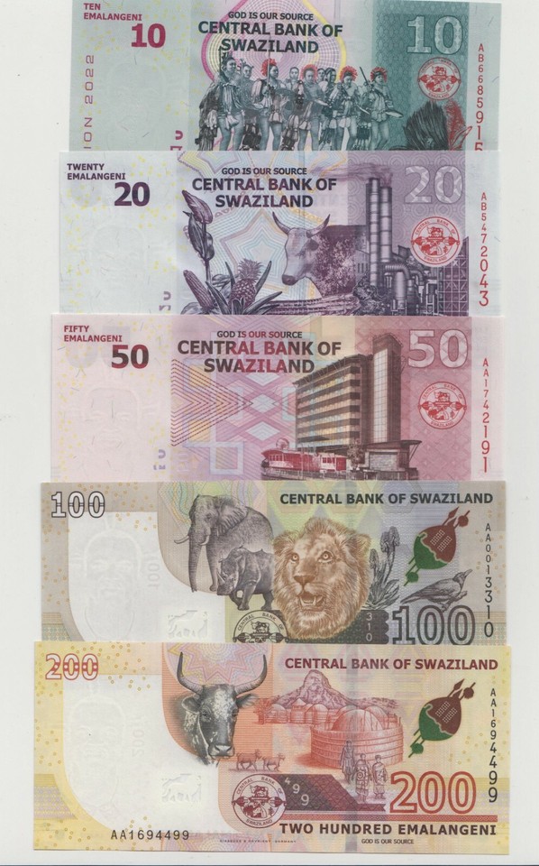 New Swaziland " Eswatini" Complete Banknotes set (2008 - 2019) series ...