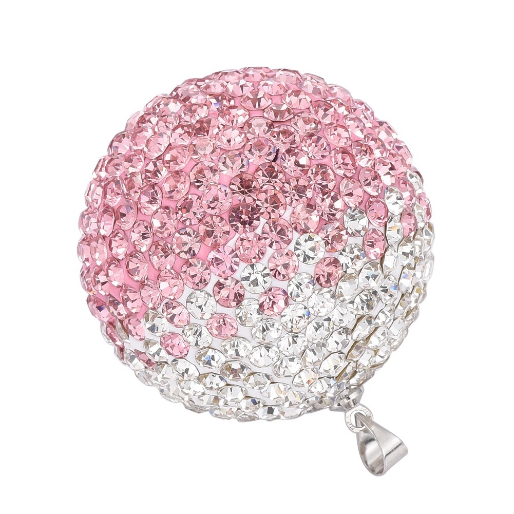 Pink+White Crystal Ball Shape Car Rear View Mirror Rhinestone Hanging ...