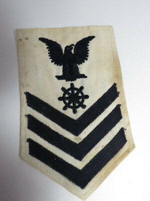 WW2 US Navy Quartermaster Petty Officer First Class Rank White Original ...