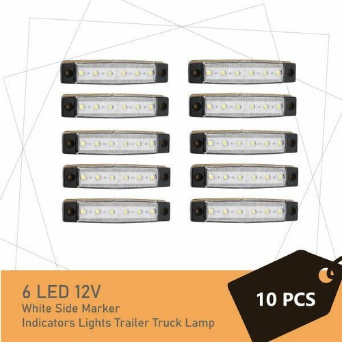 10 x 6 LED White Side Marker Clearance Trailer Lights Lamp Indicator ...