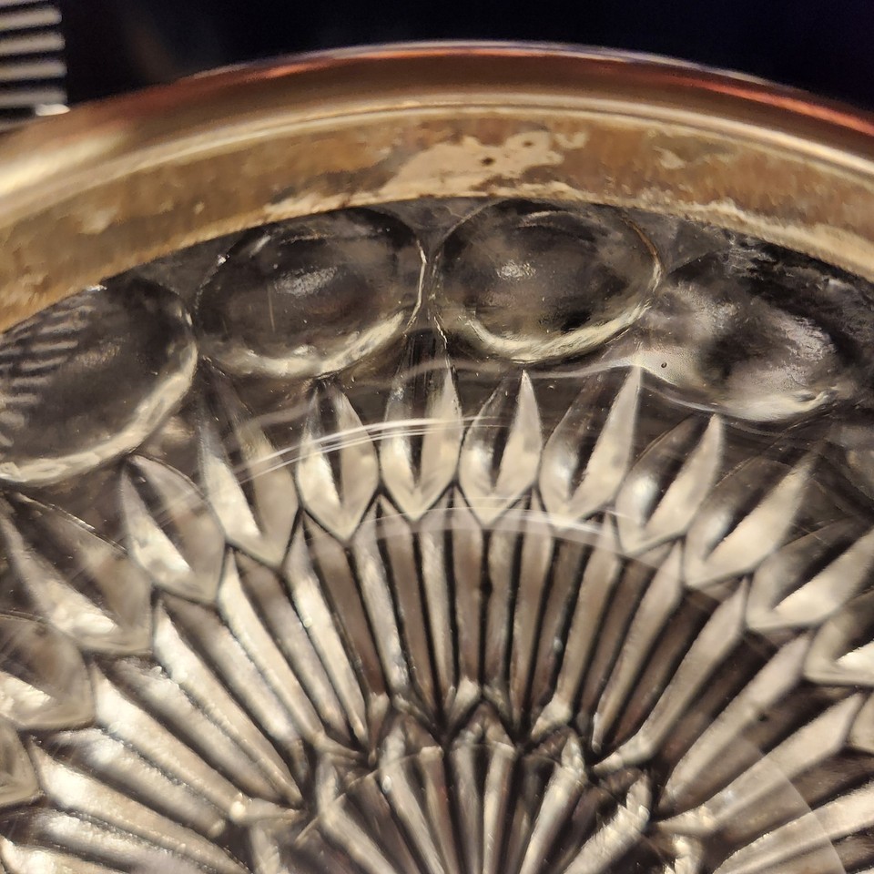 Vtg Genuine Crystal & Silver Plate 5" Serving Dish Bowl LEONARD ITALY ...