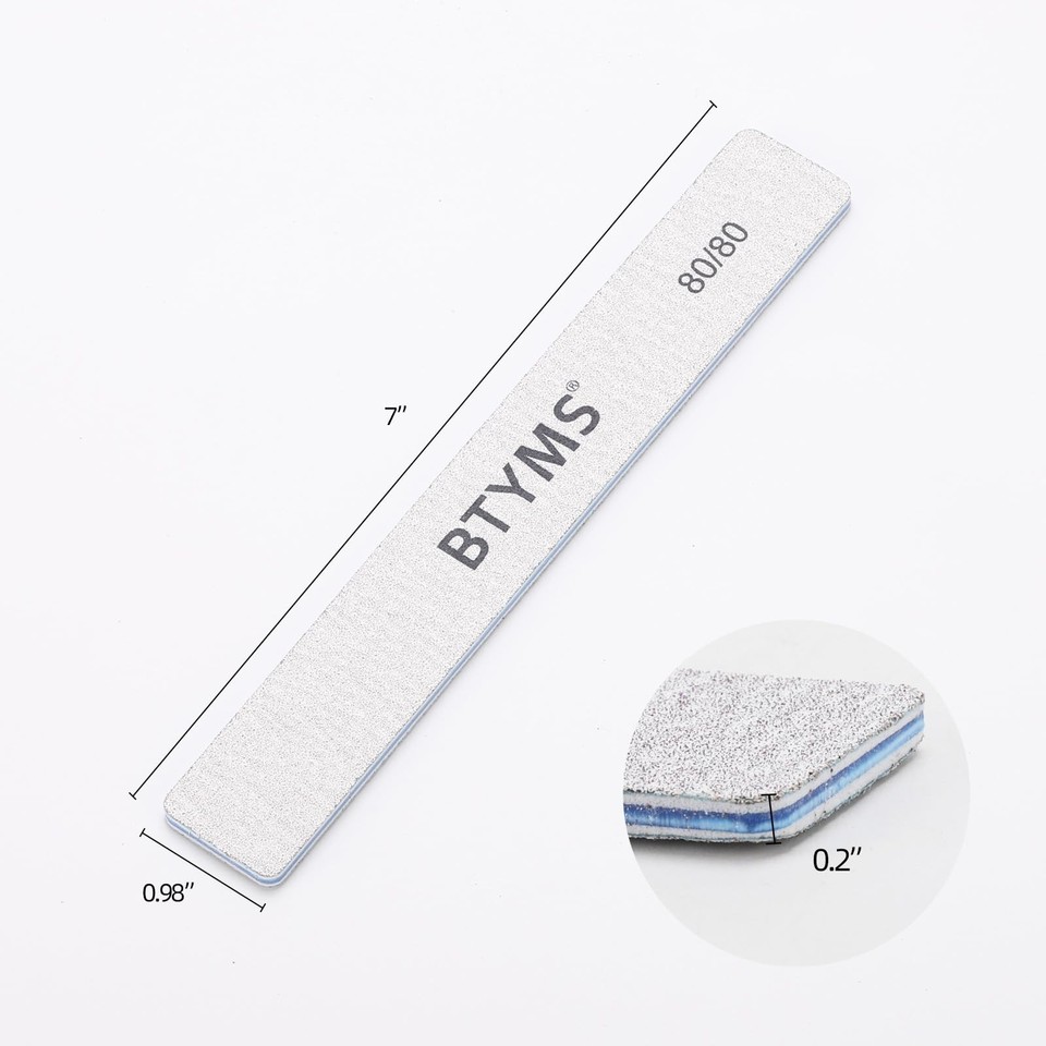 50 Count Rectangle Nail Files for Acrylic Nails, 80 Grit Coarse Nail ...