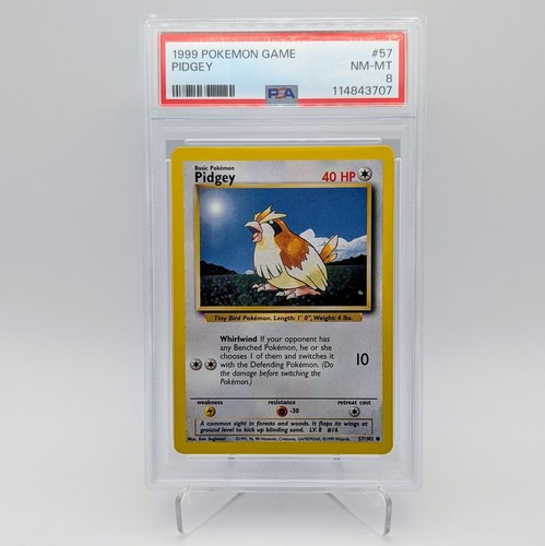 Pidgey Base Set 57/102 PSA 8 NEAR MINT FRESH CERT Graded Pokémon Card ...