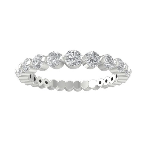 1Ct Round Diamond Eternity Band Ring Sz 7 for Women 10k White Gold ...