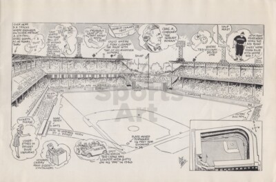 1947 Comiskey Park Illustrated Ballpark Drawing Baseball 8x12 Chicago ...