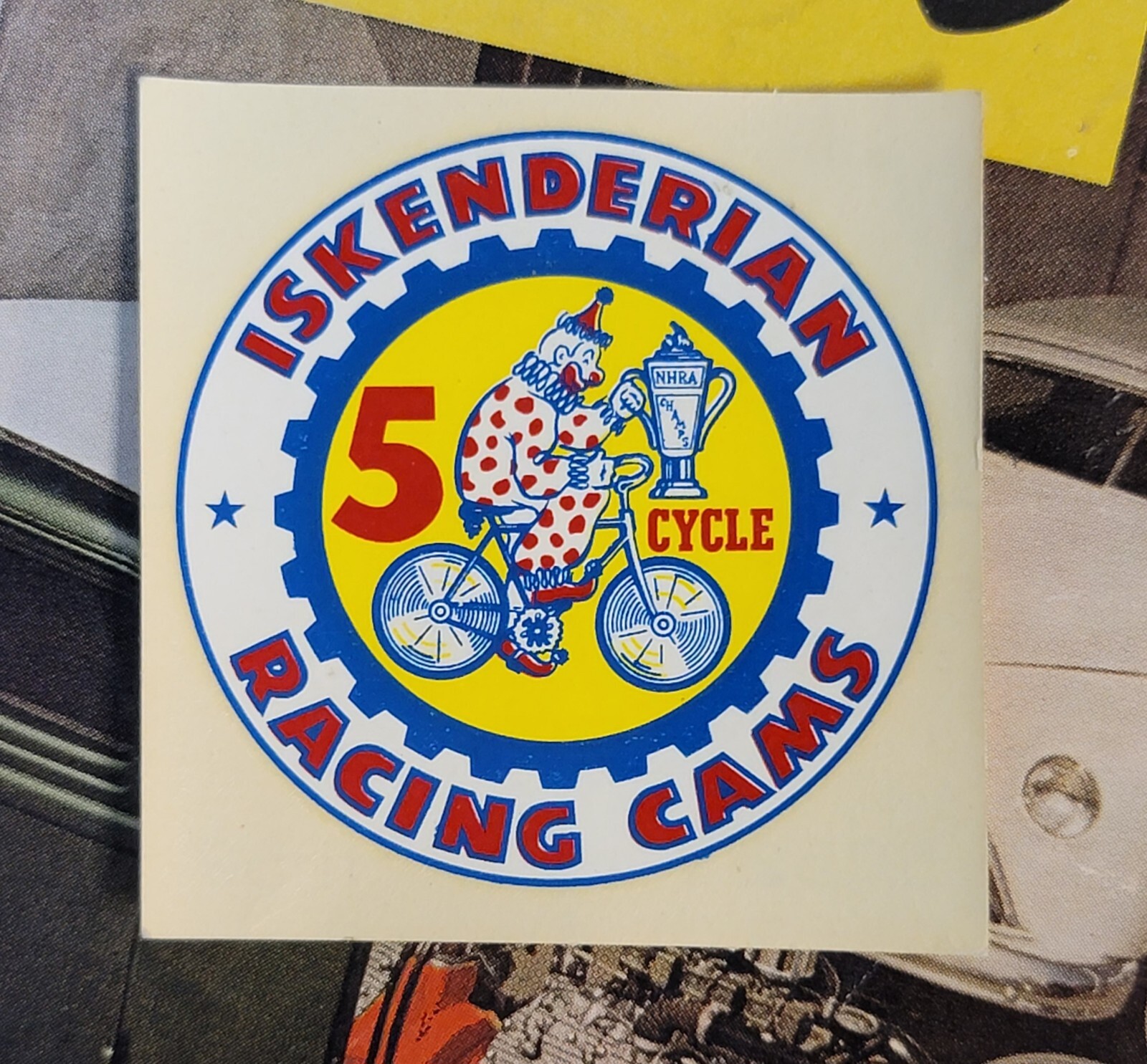 Original VINTage ISKY water 5 Cycle Clown DECAL 2" Hot Rod BONNEVILLE ...