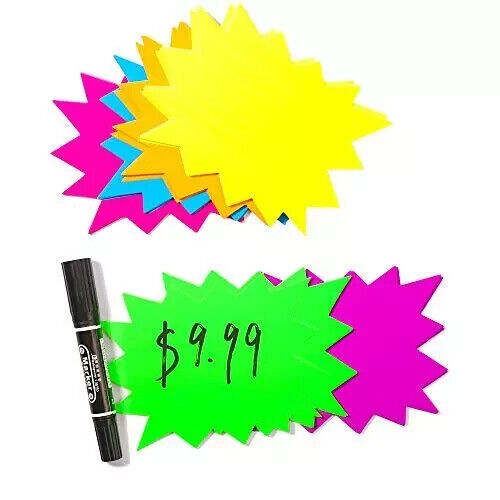 90 Pack Starburst Sale Signs Fluorescent Neon for Retail Garage Pricing ...
