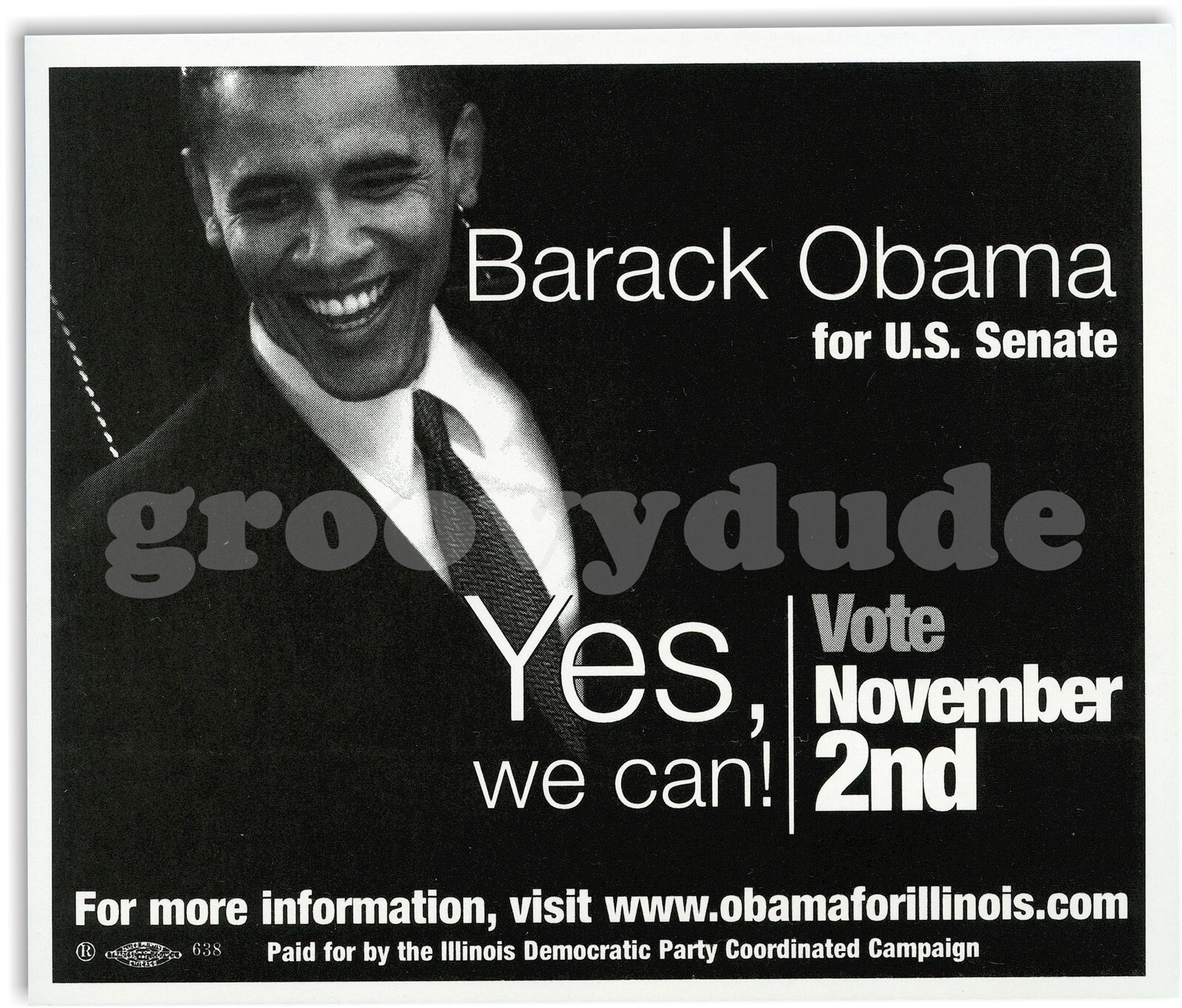 Original President Barack Obama Senate 2004 Yes We Can Handbill ...