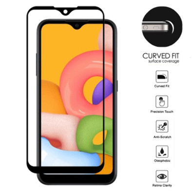 BLACK Edged Sides Glue Temp. Glass Screen Protector For Samsung A01 | eBay
