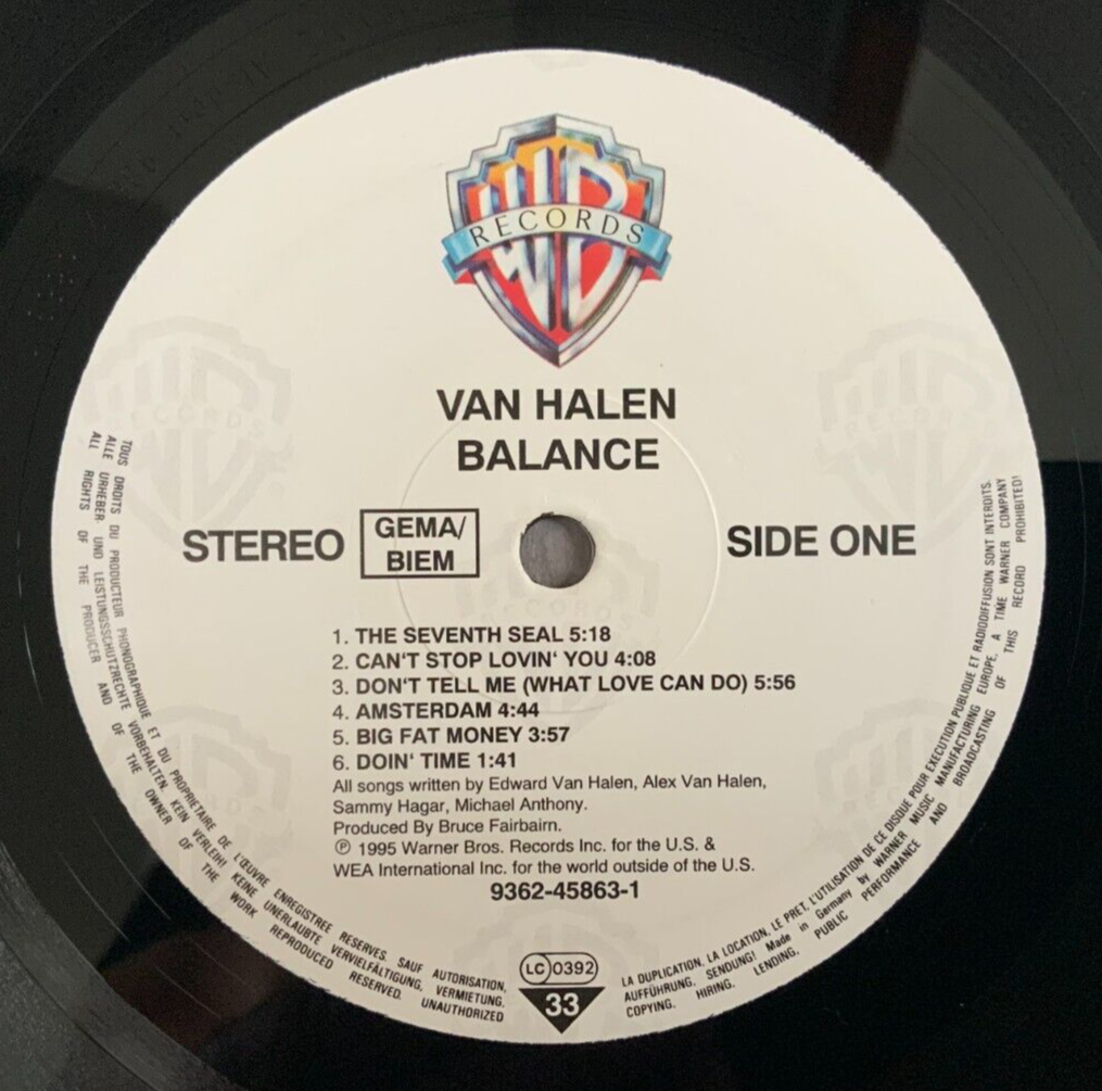 VAN HALEN - BALANCE - 1995 - WARNER EU, Deutschland - LP - Vinyl - NEU ...