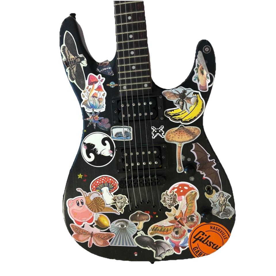 Dean Vendetta 6 Strings Black Sticker Punk Electric Guitar -Tested ...