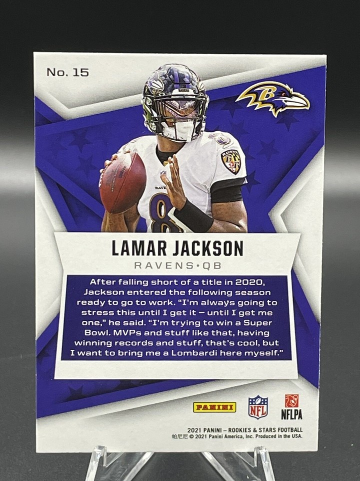 2021 Panini Rookies & Stars Lamar Jackson Base #15 Baltimore Ravens | eBay