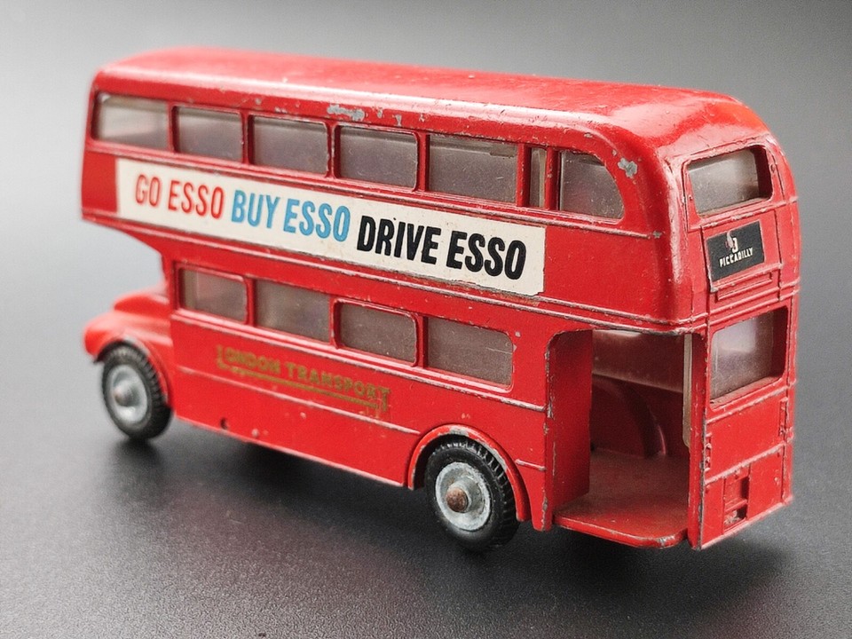 BUDGIE Toy A.E.C. ROUTEMASTER RED BUS 64 SEAT, GO ESSO DOUBLE DECKER 1: ...