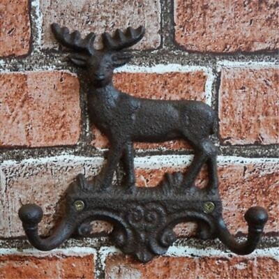 Cast Iron Stag Statue Wall Coat Hook Rack Utility Storage for Coats ...