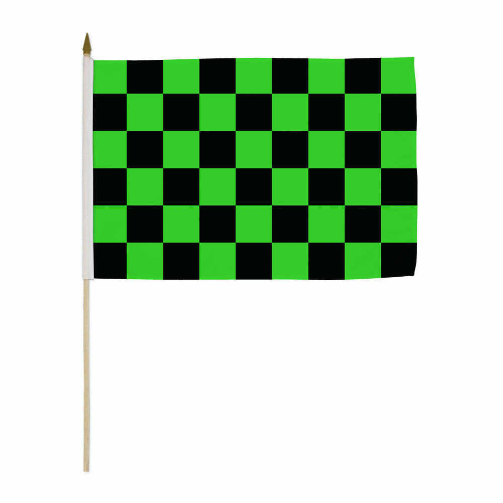 Green Race Flag Single Solid Color Flag On Pole. Race Track Flags.