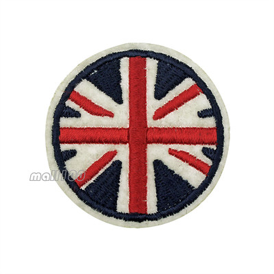 UK United Kingdom Union Jack Round Shape Iron on Patch National Flag ...