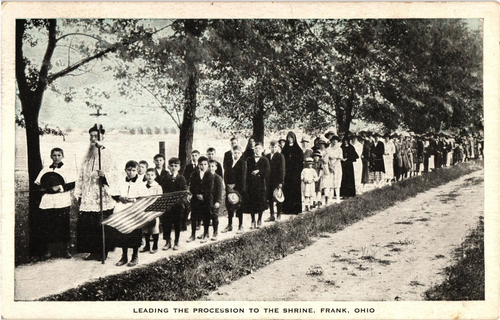 Catholic Procession to Shrine Priest Flag Worshippers Frank Ohio ...