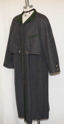 BLACK ~ WOOL Women Austria EXTRA LONG Riding Hunting Pea Trench LONG ...