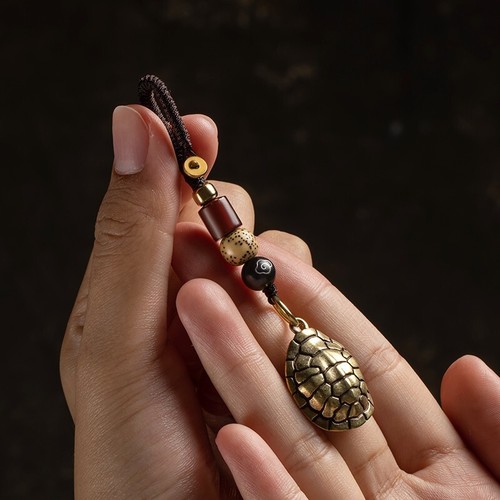 Pure Brass Turtle Shell Key Chain Pendant Rope Keyring Lanyard Hanging ...